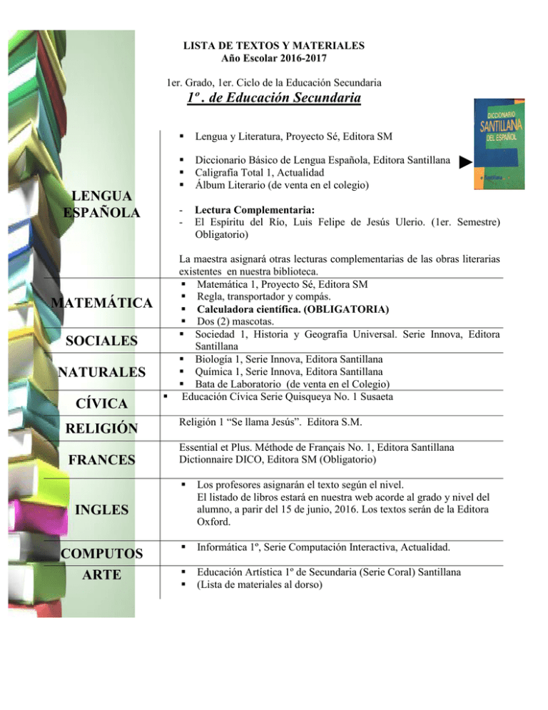 Lista De Libros Secundaria 2016 2017