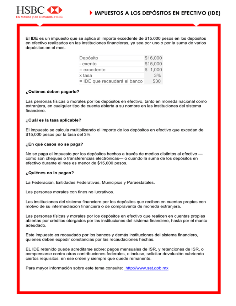 impuestos a los depósitos en efectivo (ide)