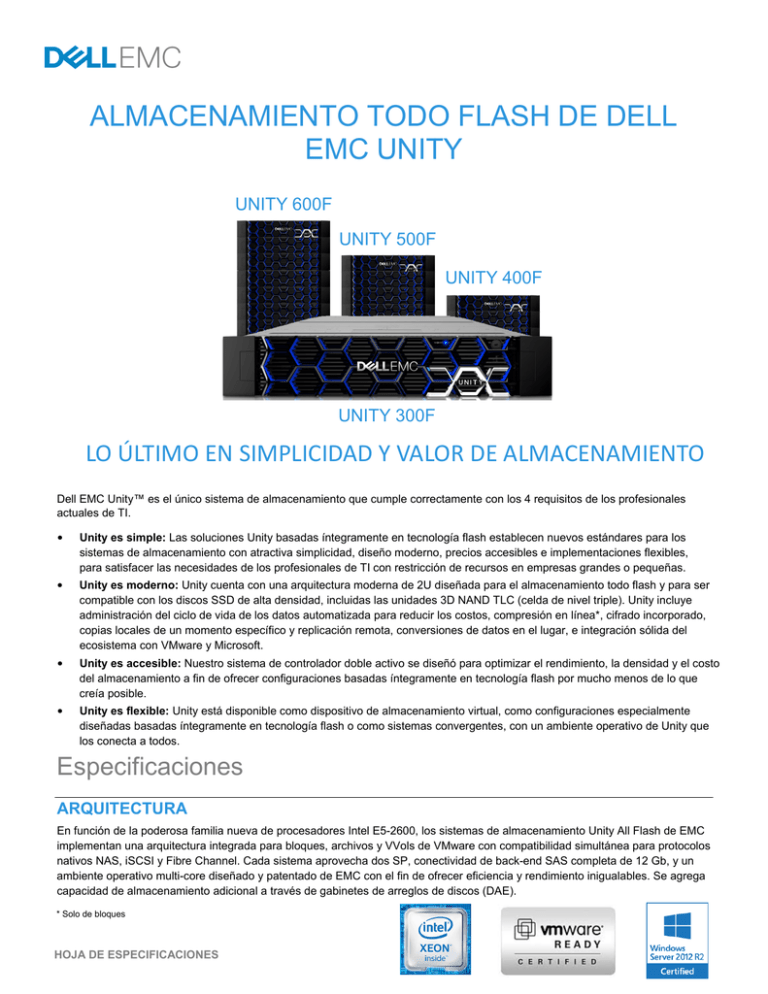almacenamiento emc unity basado íntegramente
