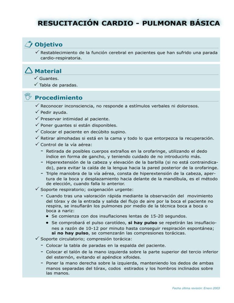 resucitación cardio - pulmonar básica