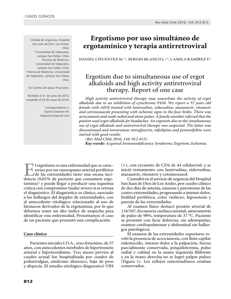 Ergotismo por uso simultáneo de ergotamínico y terapia antirretroviral