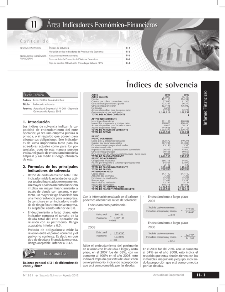 II Índices de solvencia - Actualidad Empresarial