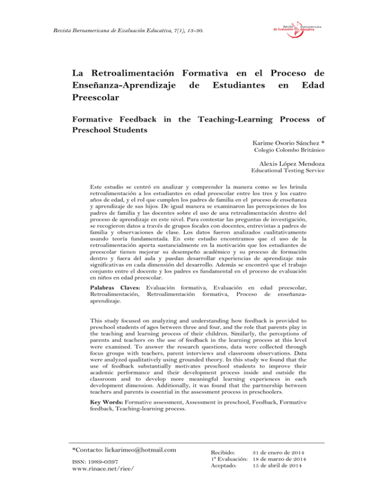 La Retroalimentación Formativa en el Proceso de
