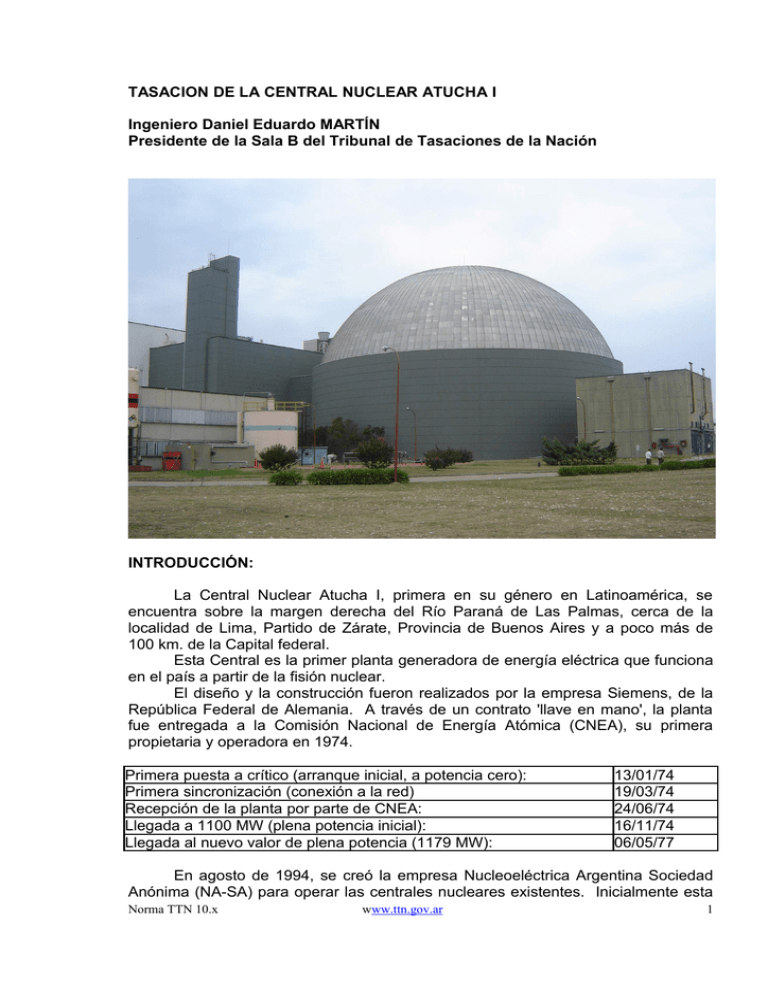 tasación de la central nuclear atucha i