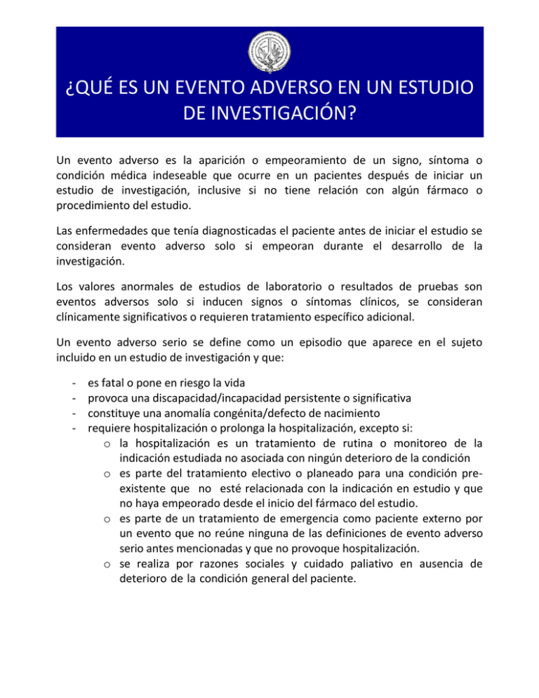 ¿Que es un evento adverso?