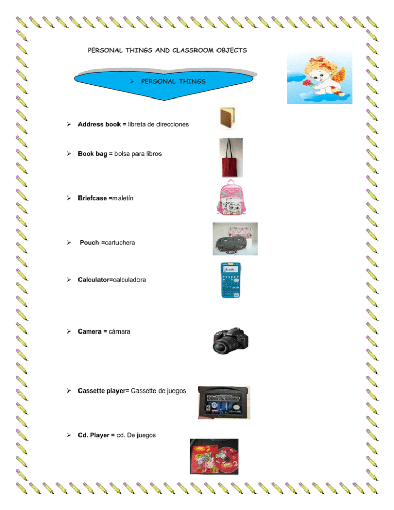 PERSONAL THINGS AND CLASSROOM OBJECTS