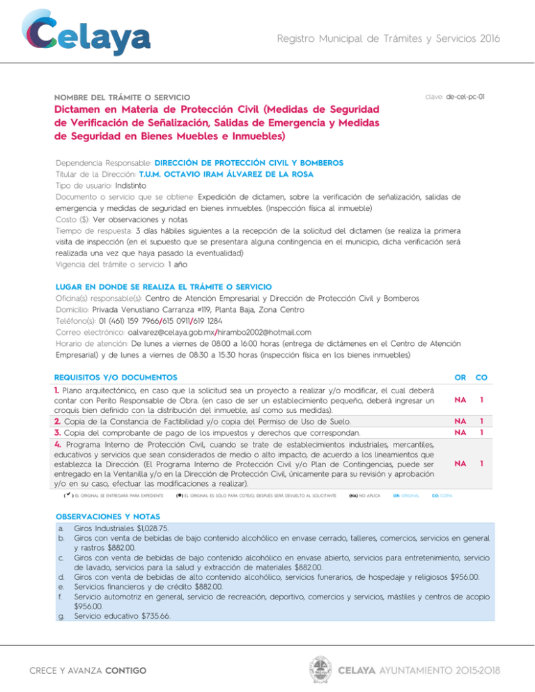 Dictamen en materia de protección civil