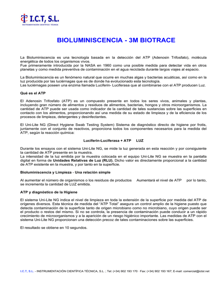 bioluminiscencia - 3m biotrace