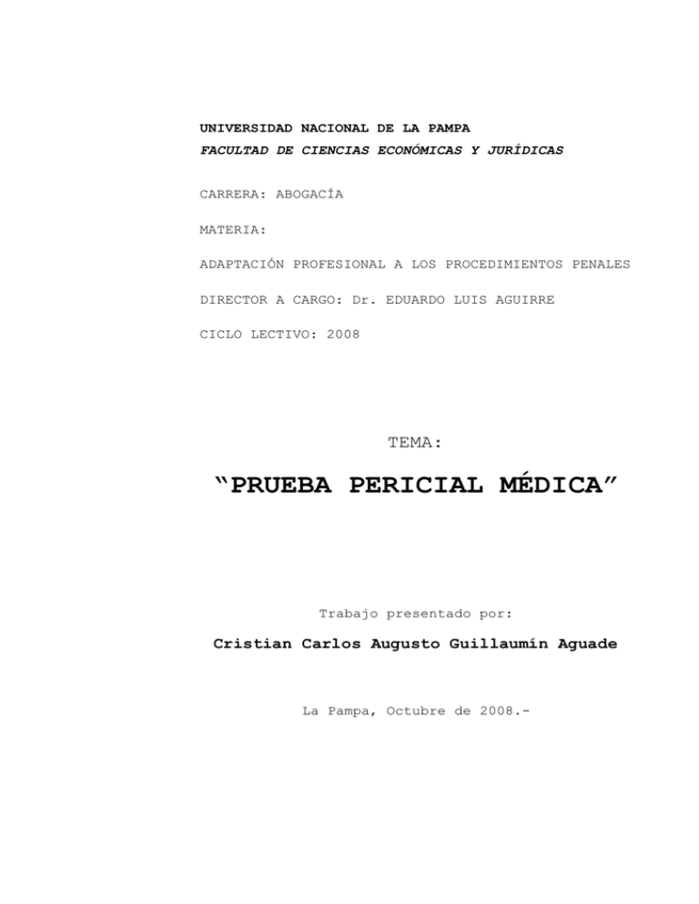 “PRUEBA PERICIAL MÉDICA”