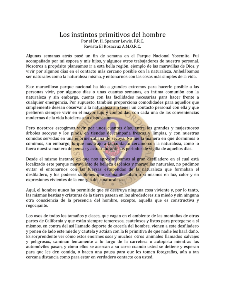 Los instintos primitivos del hombresuper! - AMORC