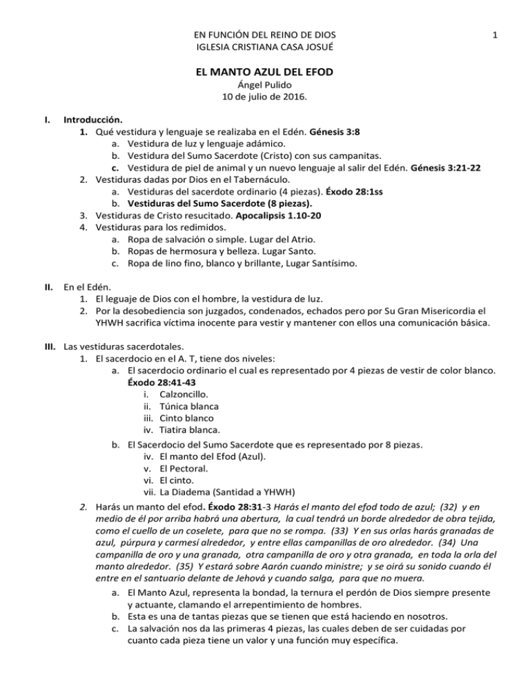 el manto azul del efod