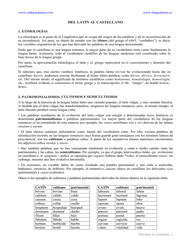 del latín al castellano