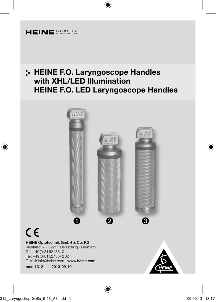 Page 1 HEINE F.O. Laryngoscope Handles with XHL/LED