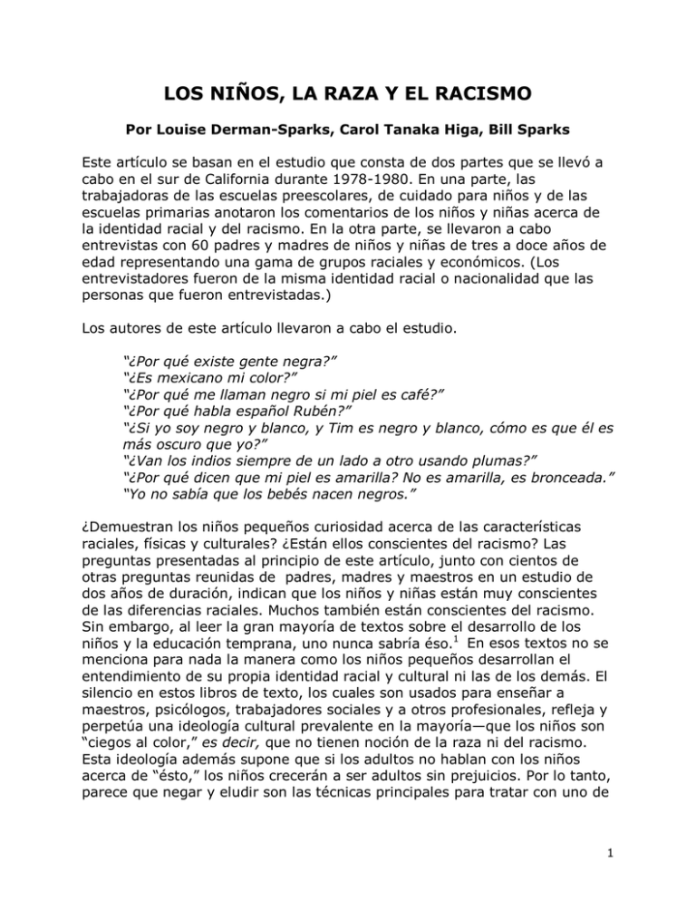 los niños, la raza y el racismo