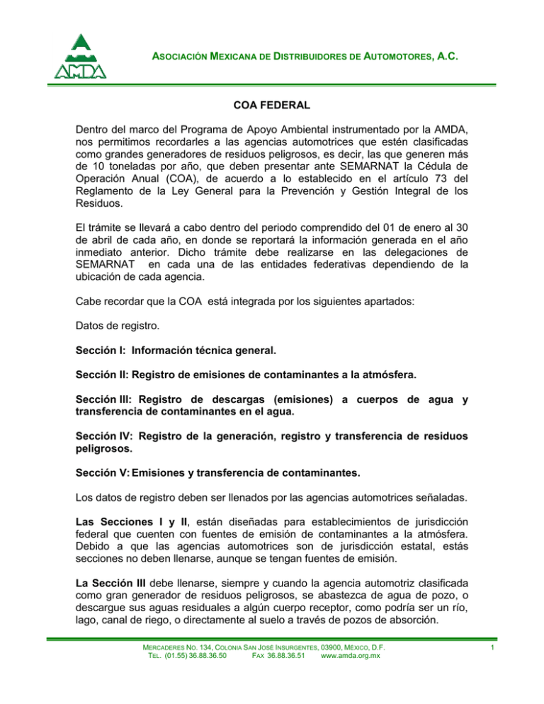 COA FEDERAL Dentro del marco del Programa de Apoyo