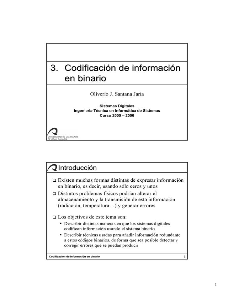 3. Codificación de información en binario