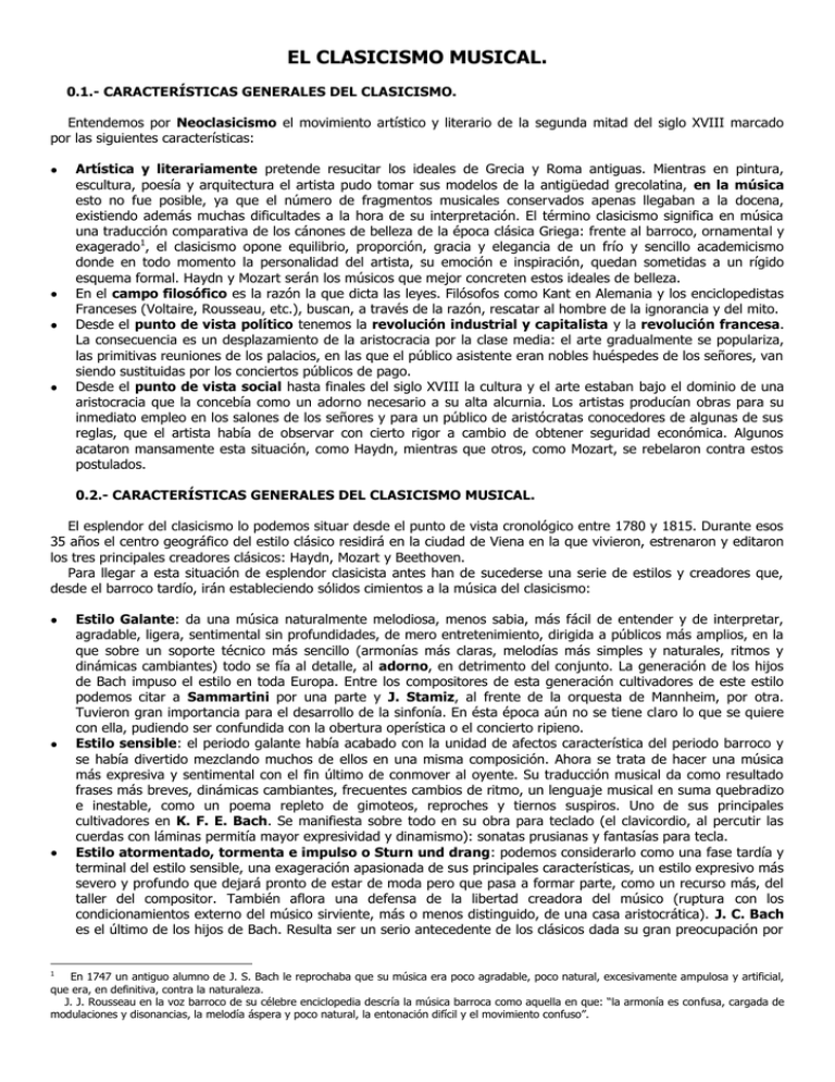 EL CLASICISMO MUSICAL