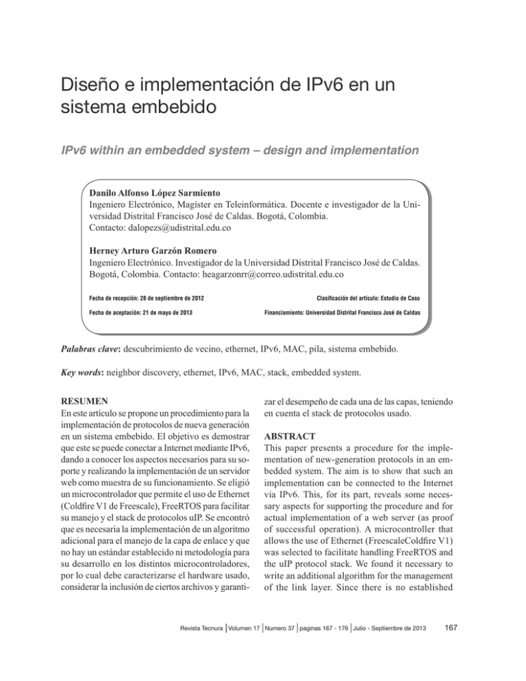 Diseño e implementación de IPv6 en un sistema