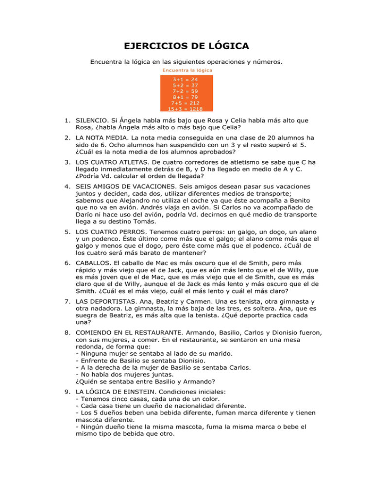 EJERCICIOS DE LÓGICA