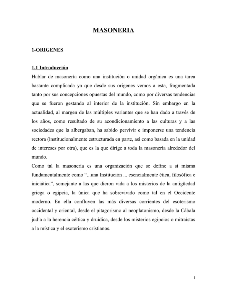 1 MASONERIA: SUS ORIGENES