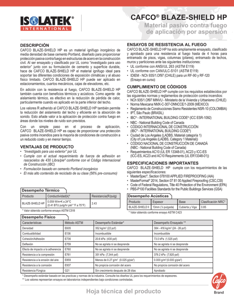 cafco® blaze-shield hp - Isolatek International