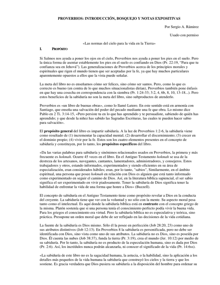 PROVERBIOS: INTRODUCCIÓN, BOSQUEJO Y NOTAS