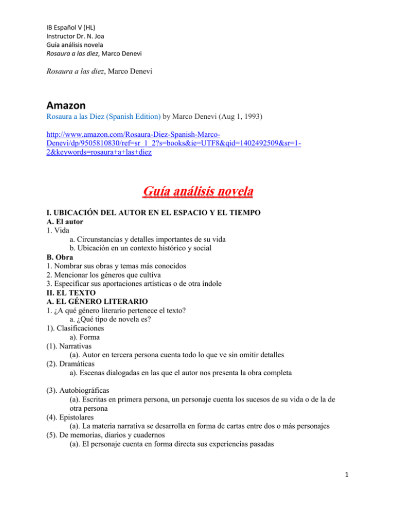 Guía análisis novela