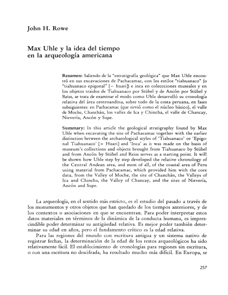 Max Uhle y la idea del tiempo en la arqueología americana