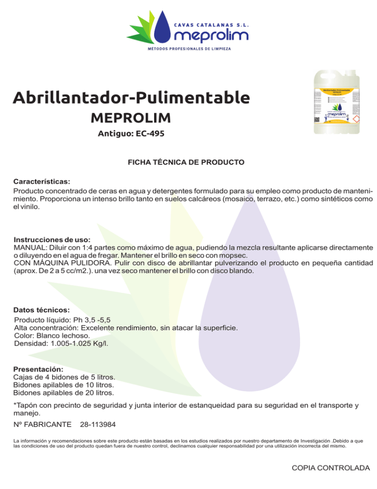 bu2015 t abrillantador pulimentable meprolim