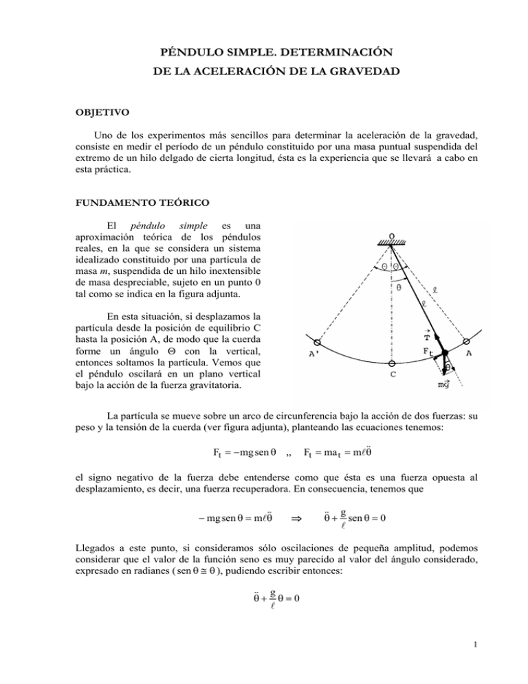 péndulo simple. determinación de la aceleración de la gravedad