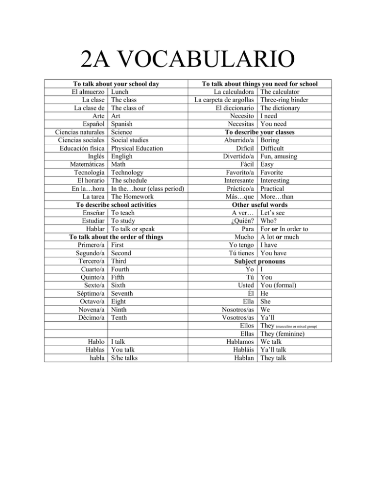 2A VOCABULARIO