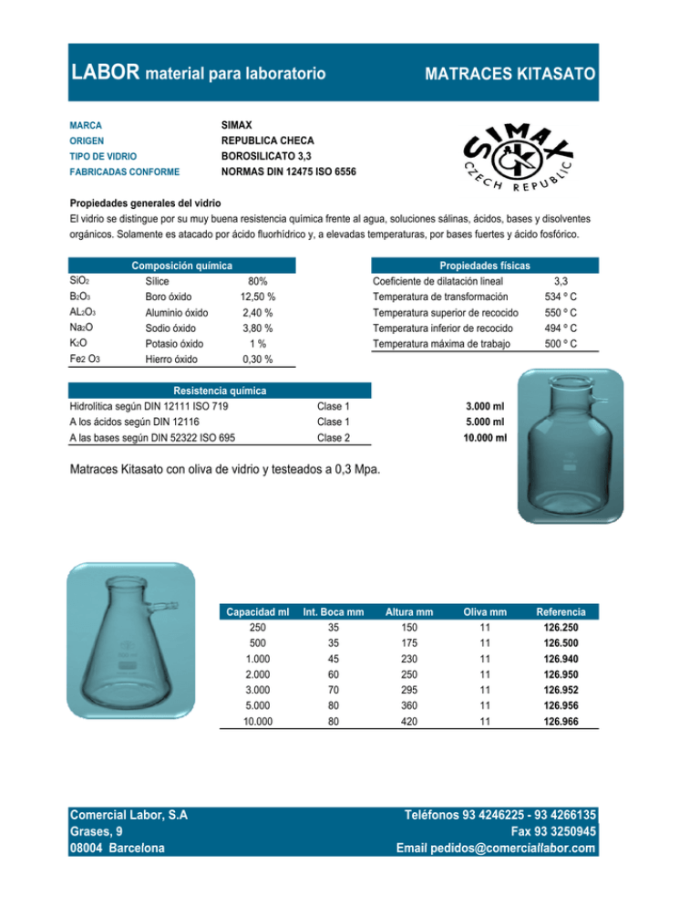 LABOR material para laboratorio MATRACES KITASATO