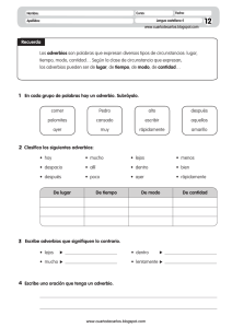 Adverbios: Guía de Trabajo Lenguaje y Comunicación 4° Básico