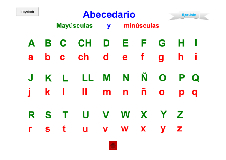 Abecedario A B C CH D E F G H I J K L LL M N Ñ O P Q a b c ch