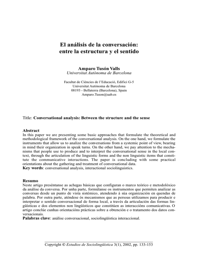 El análisis de la conversación: entre la estructura y