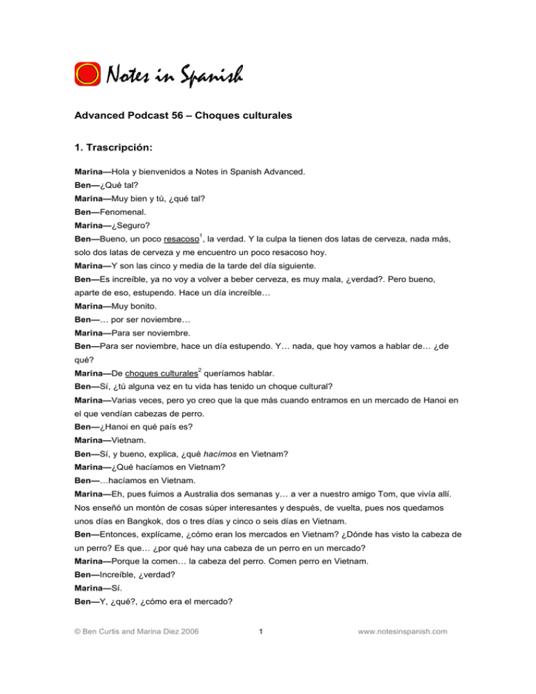 Notes in Spanish Advanced 56