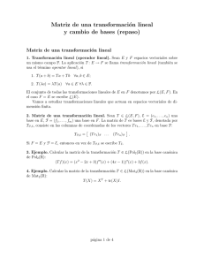 Cambio de la matriz asociada a una transformación lineal al