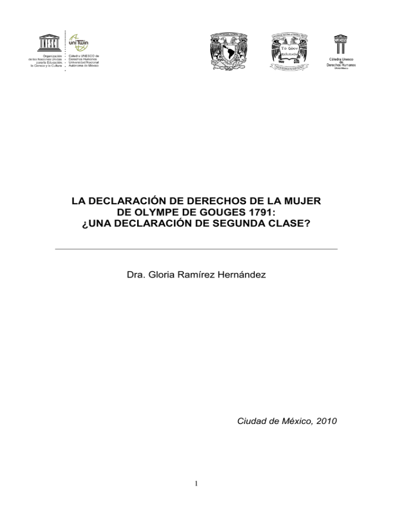 la declaración de derechos de la mujer de olympe de gouges 1791