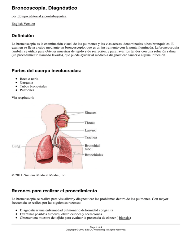 Broncoscopía, Diagnóstico
