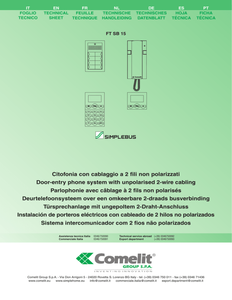 FT/SB/15 - Comelit Group SpA