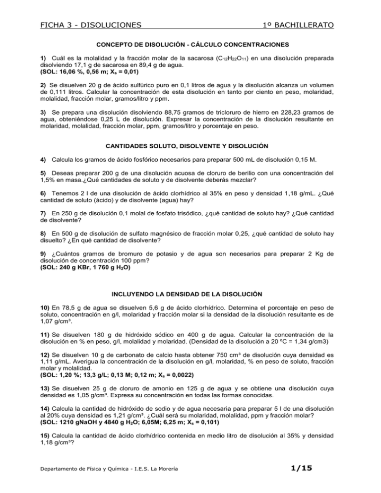 ficha 3 - disoluciones 1º bachillerato 1/15