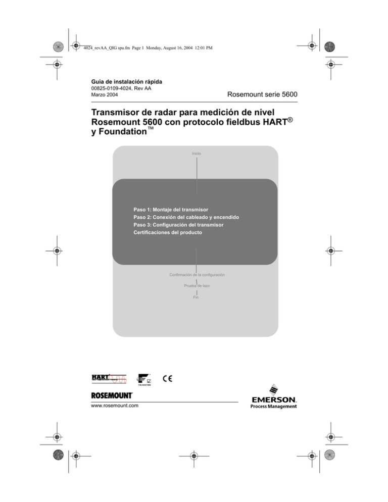 Transmisor de radar para medición de nivel Rosemount