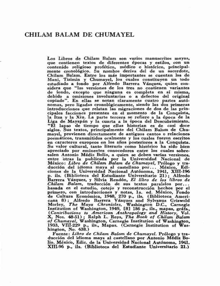 CHILAM BALAM DE CHUMA YEL