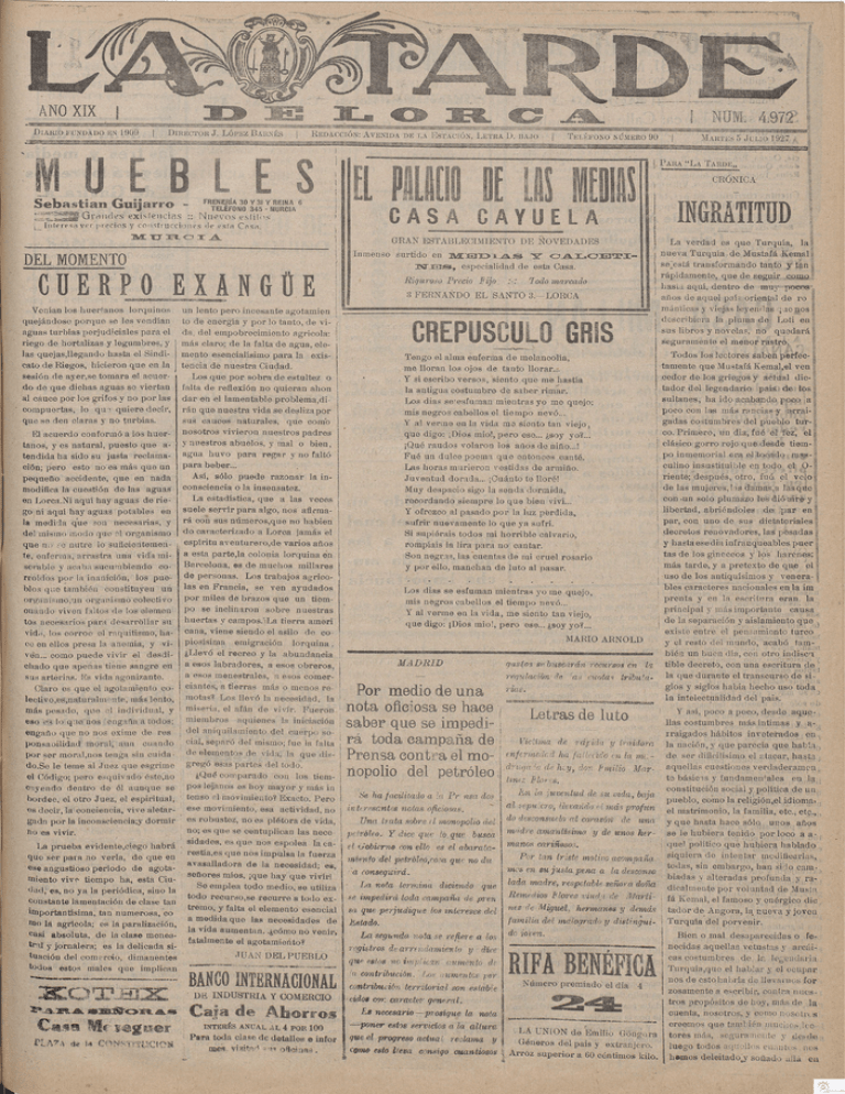 cuerpo exangüe rifa benéfica