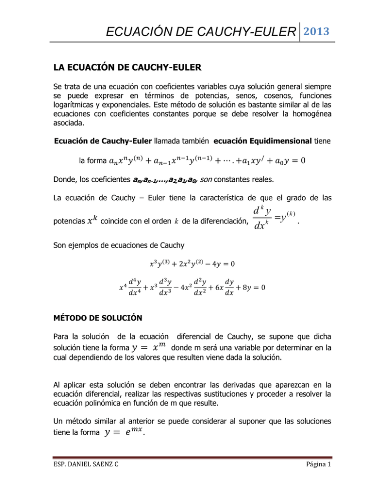 ECUACIÓN DE CAUCHY-EULER