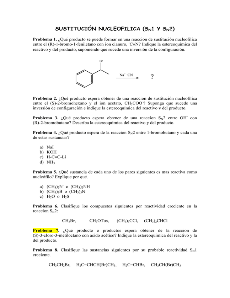 SUSTITUCIÓN NUCLEOFILICA (SN1 Y SN2)