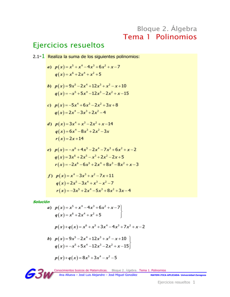 Ejercicios Resueltos - Polinomios