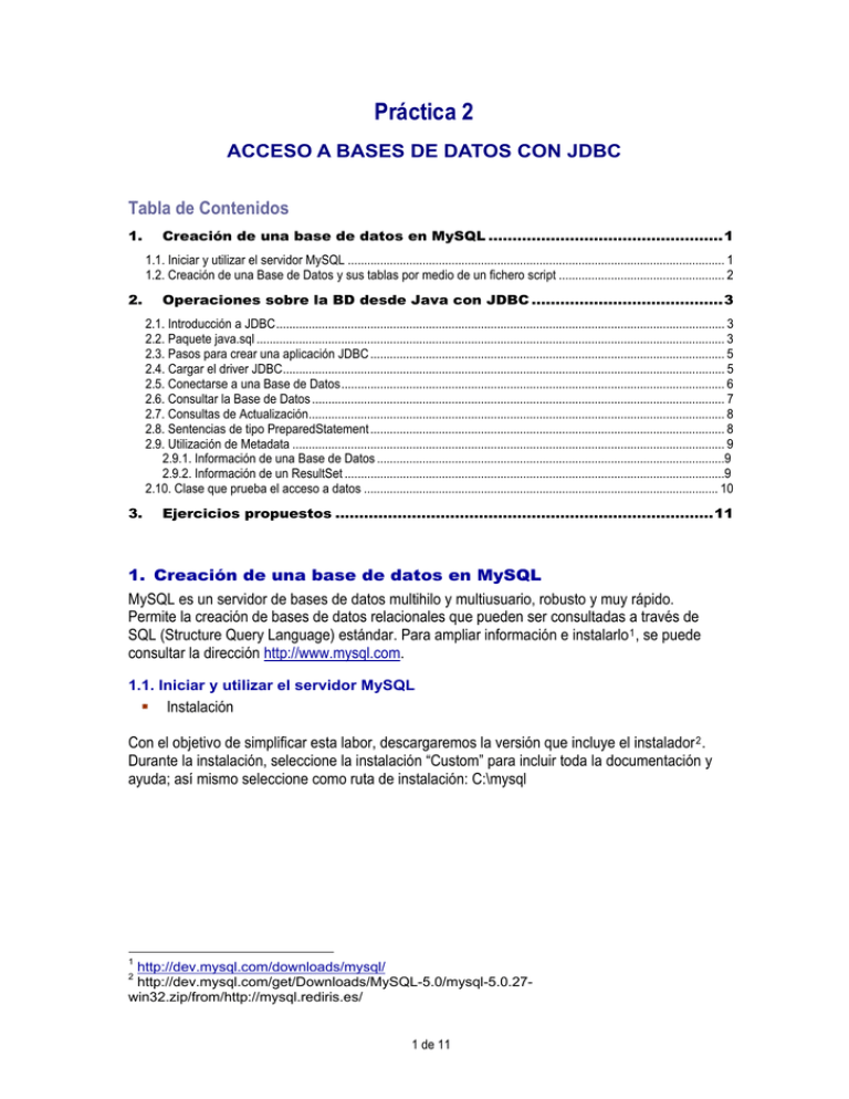 Prctica 2 Acceso A Bases De Datos Con Jdbc