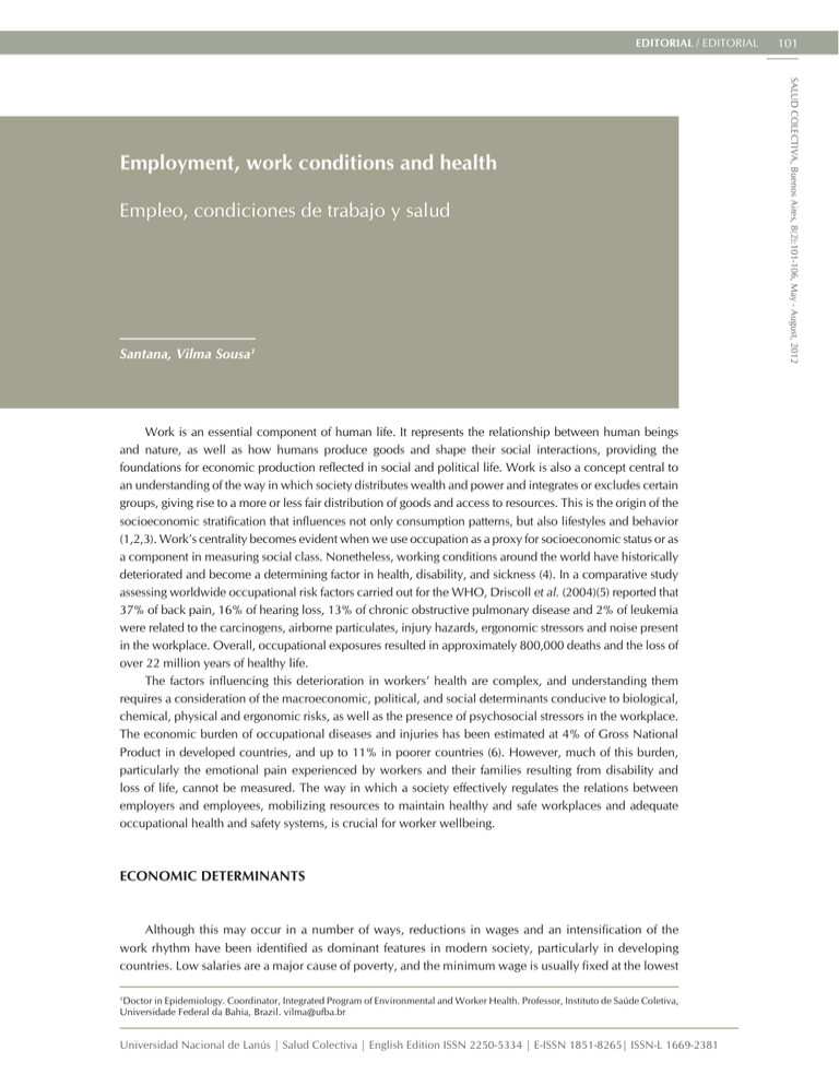 Employment, work conditions and health