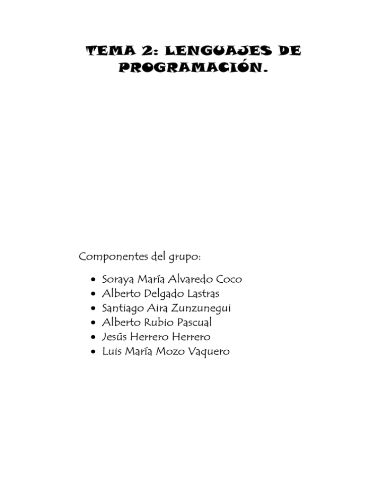 TEMA 2: LENGUAJES DE PROGRAMACIÓN.